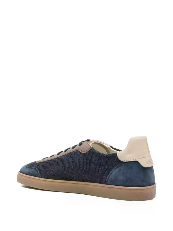 Brunello Cucinelli Cotton Knit, Suede, And Matte Calfskin Sneakers
