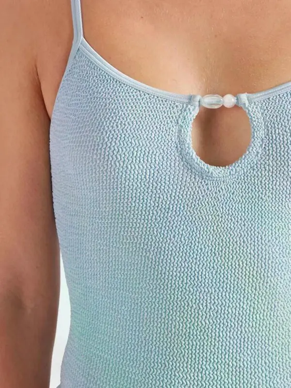 Hunza G Mia Beaded Crinkle Swimsuit - Blue