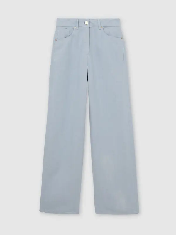 REISS Lyocell-linen Wide-leg Trousers - Blue