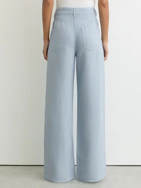 REISS Lyocell-linen Wide-leg Trousers - Blue