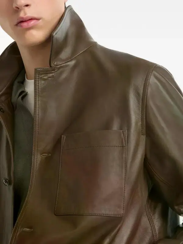 YVES SALOMON Button Leather Shirt