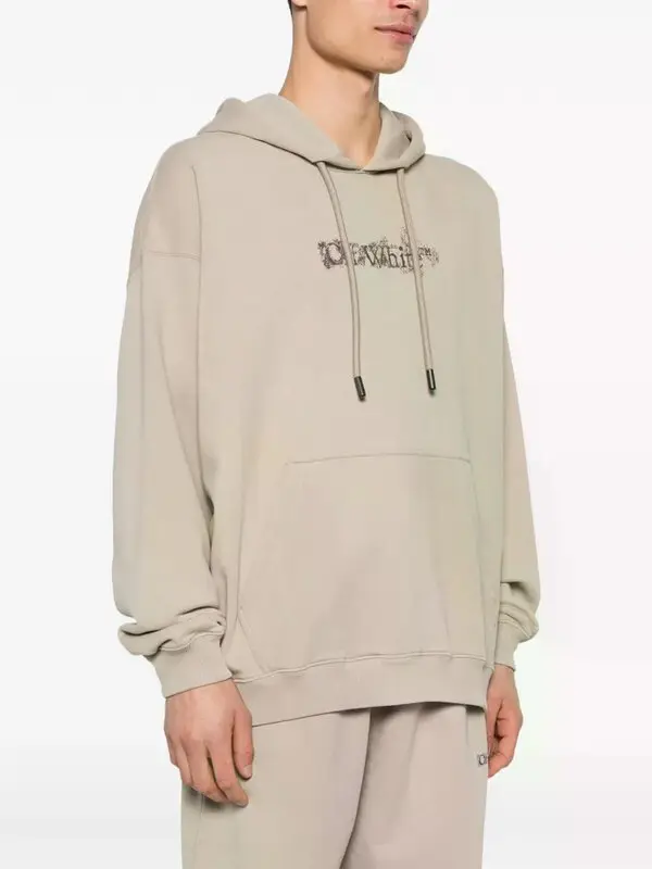 Off-White Floral Embroidered Hoodie - Grey