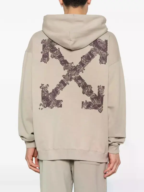 Off-White Floral Embroidered Hoodie - Grey