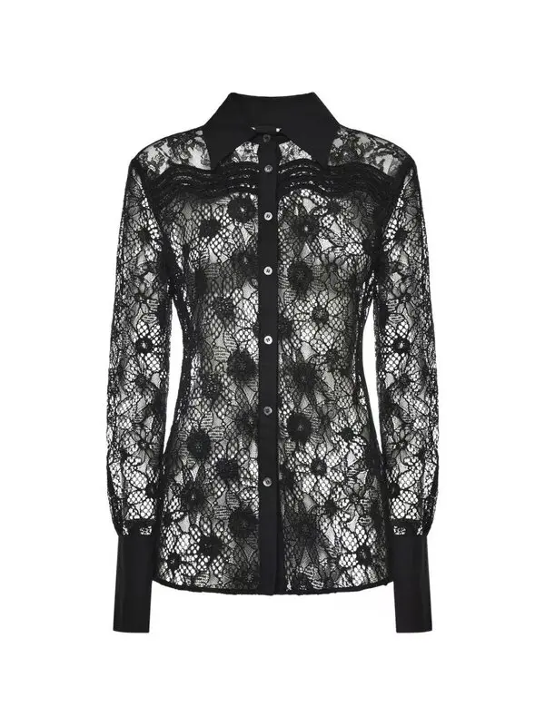 Pinko Flower Lace Shirt - Black