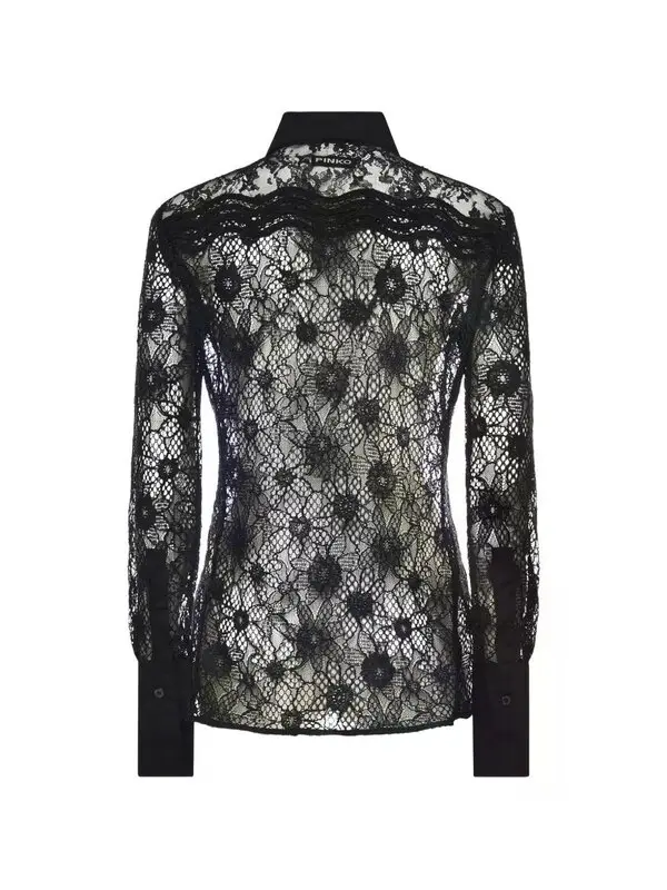 Pinko Flower Lace Shirt - Black