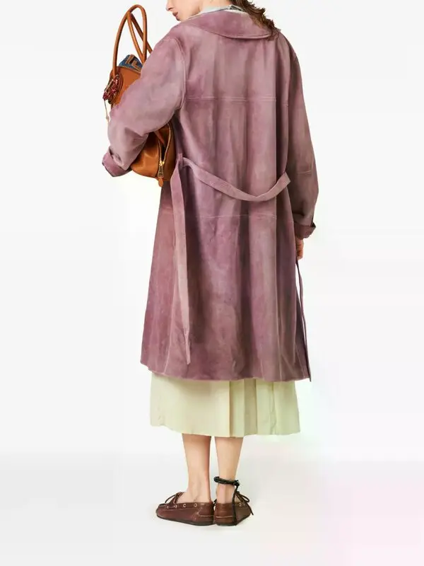 Miu Miu Logo-embossed Leather Coat