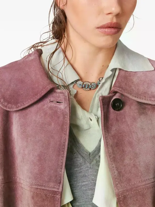 Miu Miu Logo-embossed Leather Coat