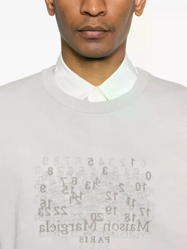 MAISON MARGIELA Logo-embroidered T-shirt - Grey
