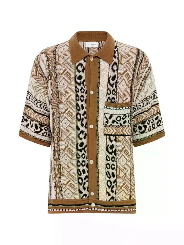 LANEUS Patterned Knitted Shirt