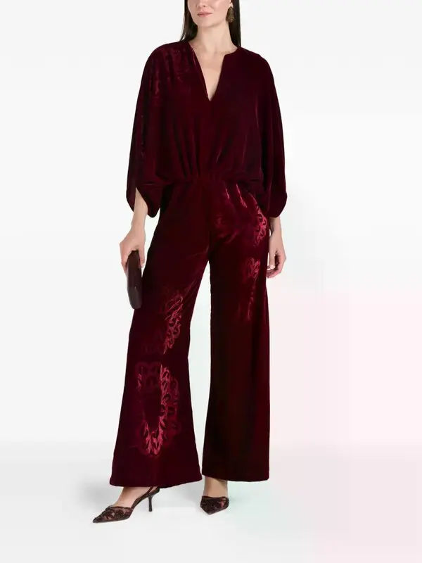Themis Z Anthos V-neck Flared Jumpsuit - Red