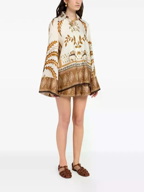 VASILIKI Patterned Wide-sleeved Blouse