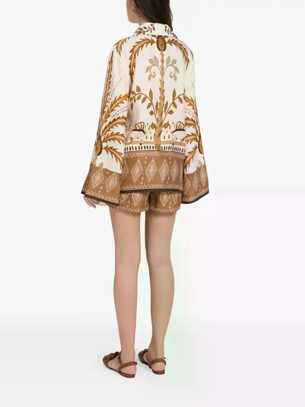 VASILIKI Patterned Wide-sleeved Blouse