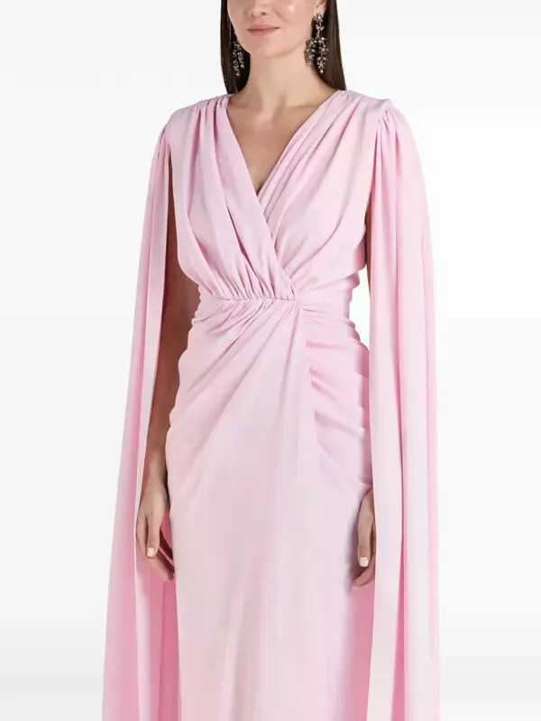 RHEA COSTA Evelyn Cape V-neck Maxi Dress