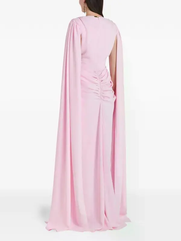 RHEA COSTA Evelyn Cape V-neck Maxi Dress
