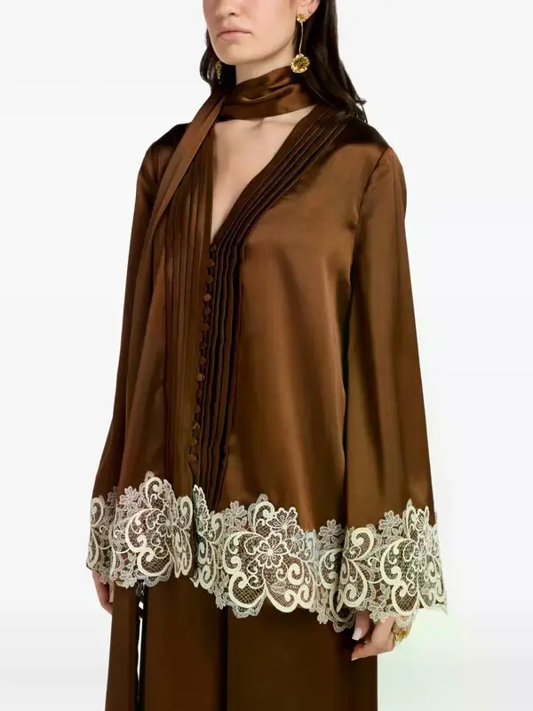 VASILIKI Haneen Lace Pleated Top