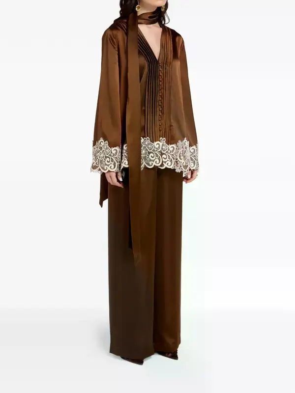 VASILIKI Haneen Lace Pleated Top