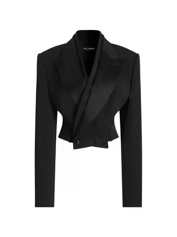 Dolce & Gabbana Shawl Collar Cropped Jacket - Black