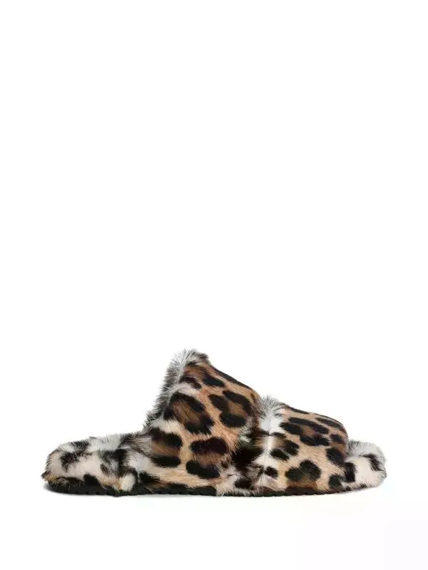 Dolce & Gabbana Leopard-print Slippers - Brown