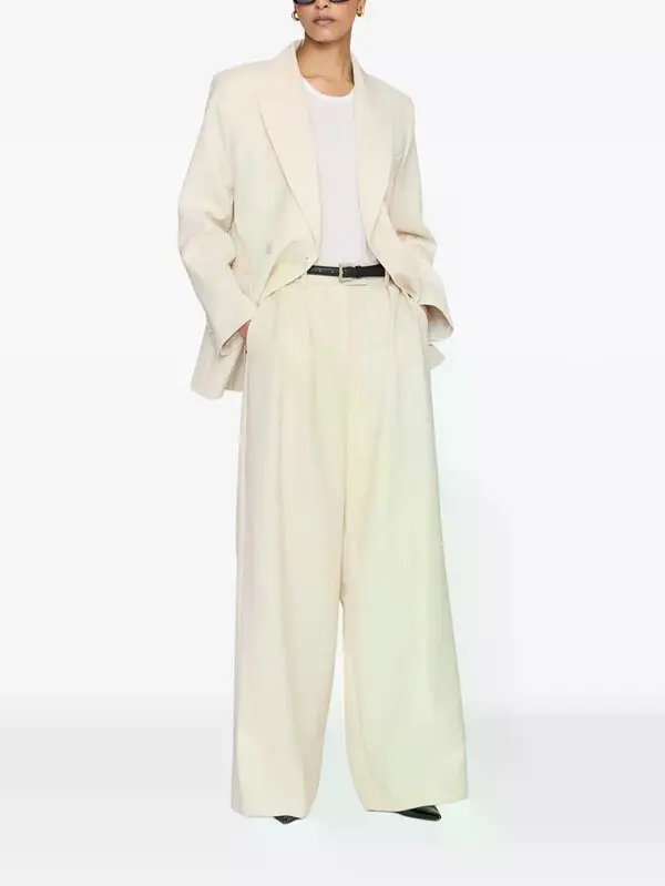 ANINE BING Lou Pleated Trousers - Neutrals