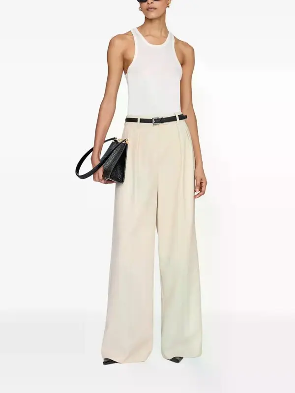 ANINE BING Lou Pleated Trousers - Neutrals