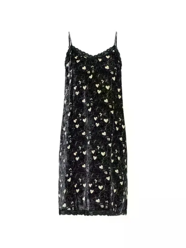 R13 Hearts Lace Trim Dress - Black