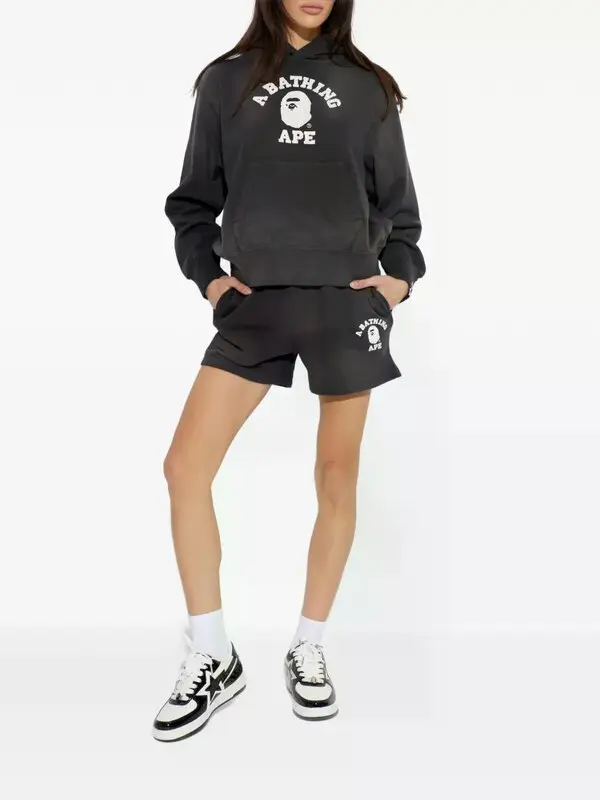 A BATHING APE Graphic Print Hoodie - Grey