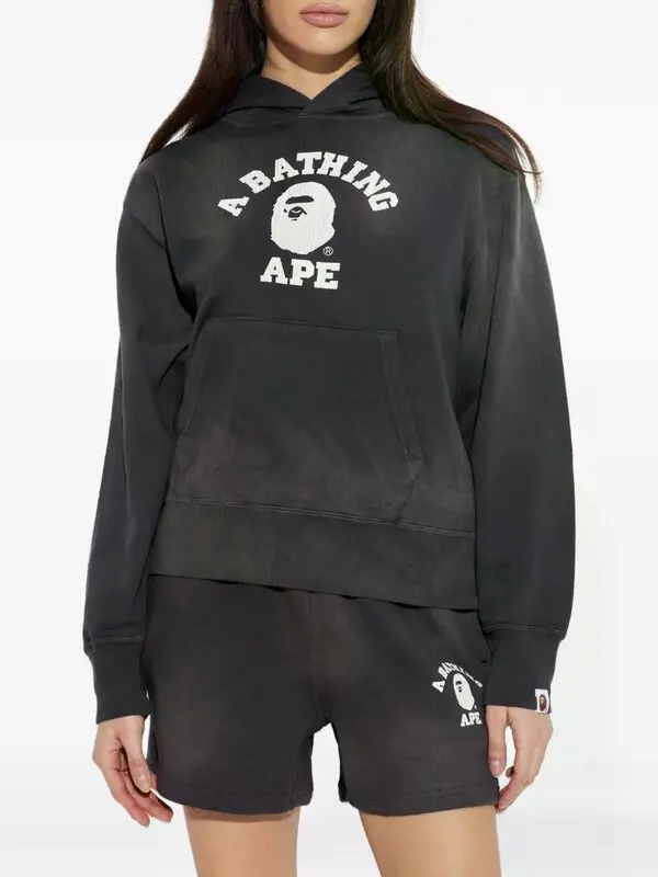 A BATHING APE Graphic Print Hoodie - Grey