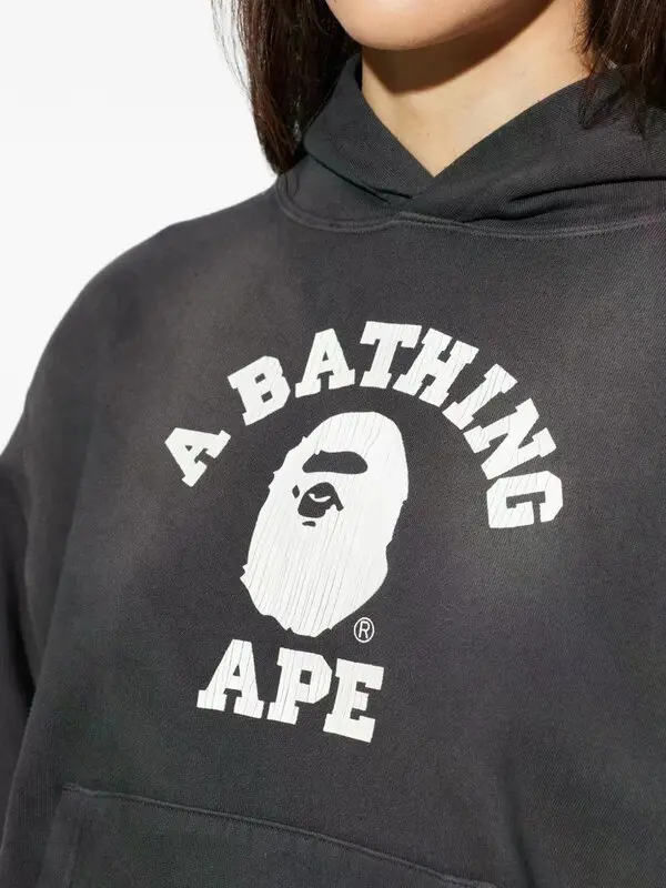 A BATHING APE Graphic Print Hoodie - Grey
