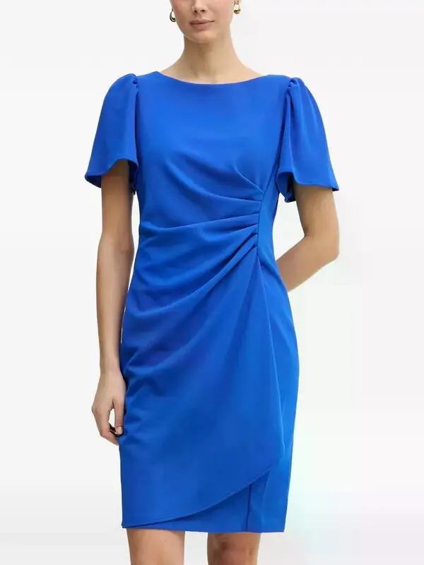 Dkny Puffed Sleeve Gathered Dress - Blue