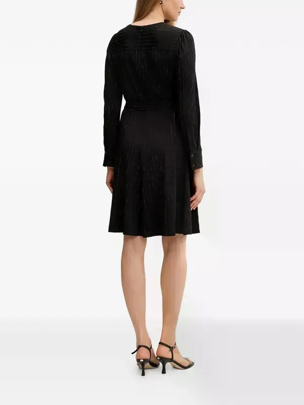 Dkny Tie Waist V-neck Dress - Black