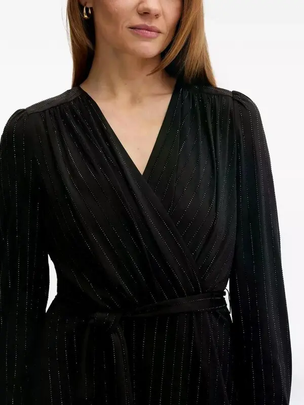 Dkny Tie Waist V-neck Dress - Black