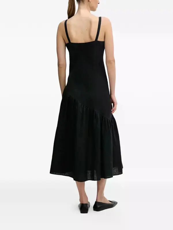 Dkny V-neck Ruffled Midi Dress - Black