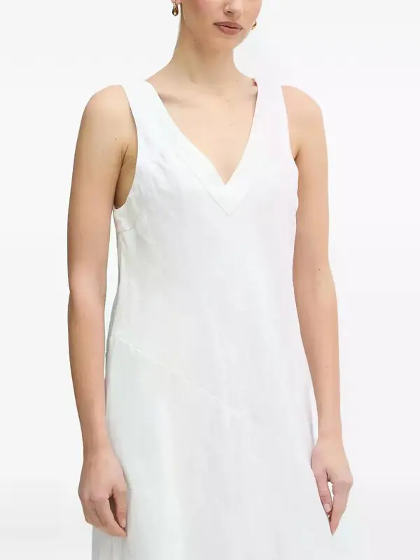 Dkny V-neck Sleeveless Midi Dress - White