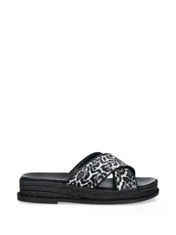 Dkny Leopard Print Crossover Slides