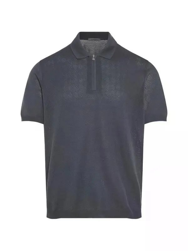 Corneliani Textured Half-zip Polo Shirt - Grey