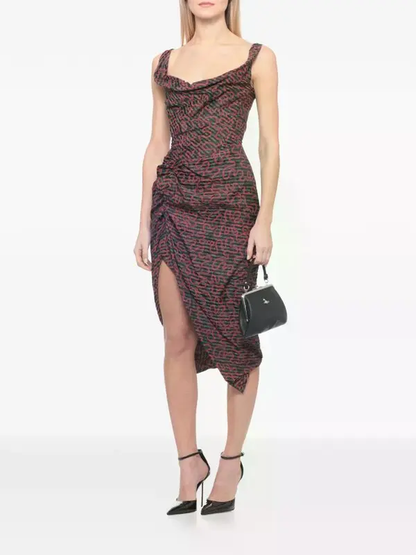 VIVIENNE WESTWOOD Draped Print-detail Midi Dress - Red