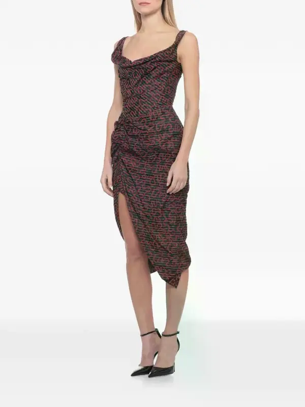 VIVIENNE WESTWOOD Draped Print-detail Midi Dress - Red
