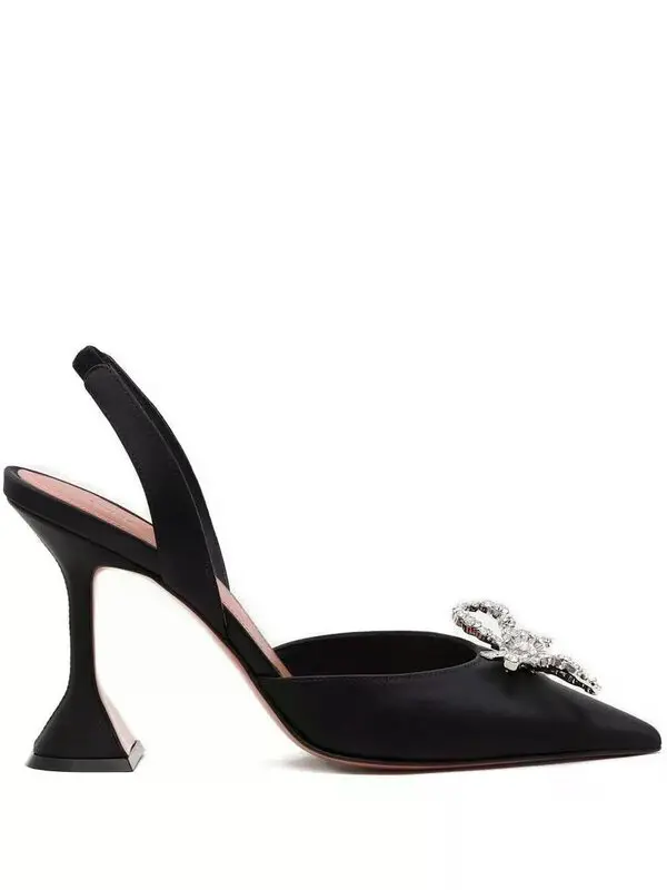 Amina Muaddi 95mm Rosie Crystal-bow Slingback Pumps - Black