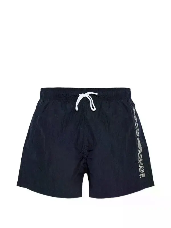 Emporio Armani Logo Print Swim Shorts - Blue