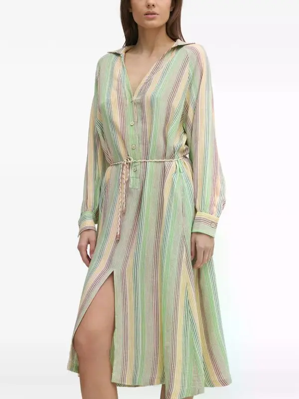 LA PETITE FRANÇAISE Riva Striped Tie-waist Dress - Green