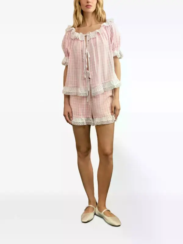 Sleeper Romantica Gingham Lounge Set - Pink