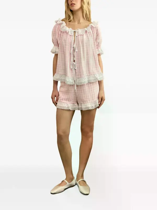 Sleeper Romantica Gingham Lounge Set - Pink