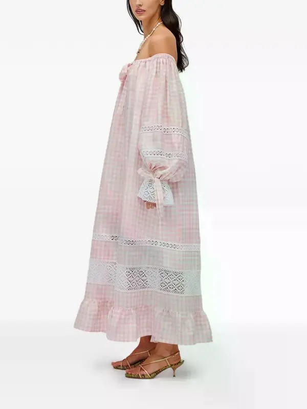 Sleeper Romantica Gingham Maxi Dress - Pink