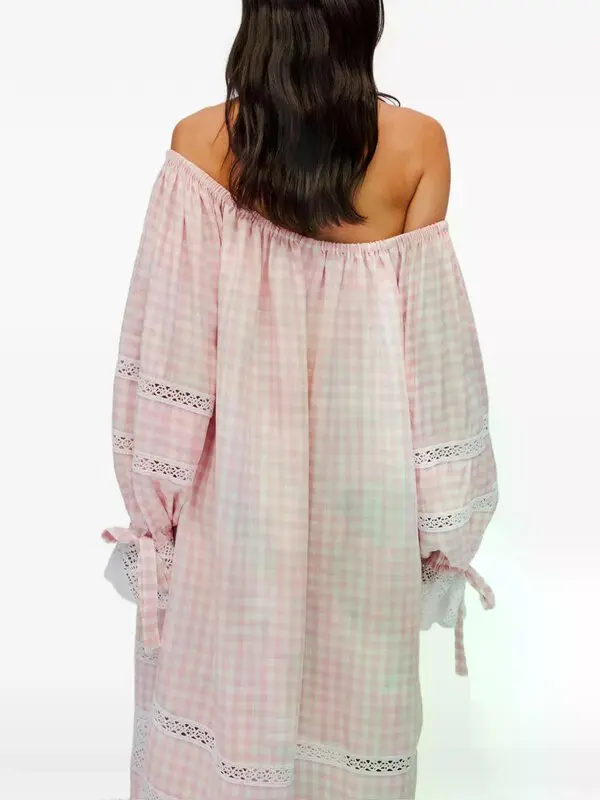 Sleeper Romantica Gingham Maxi Dress - Pink