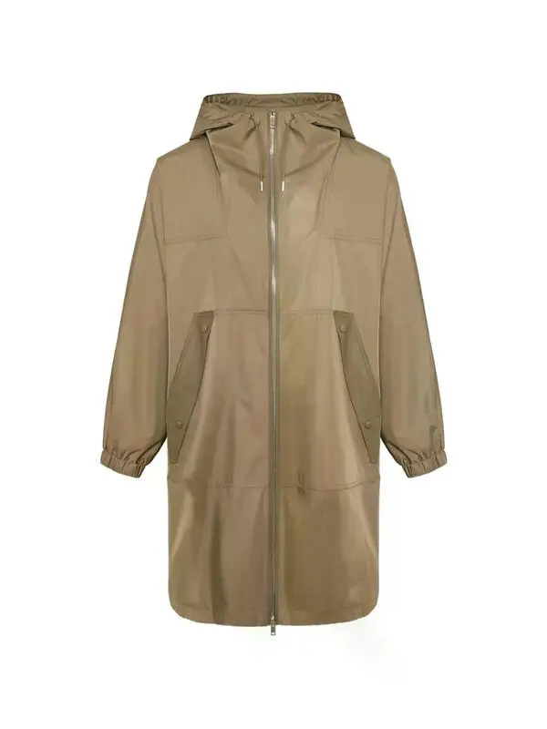 YVES SALOMON Hooded Zip Coat - Green