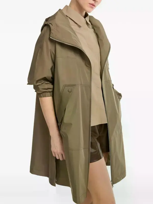 YVES SALOMON Hooded Zip Coat - Green