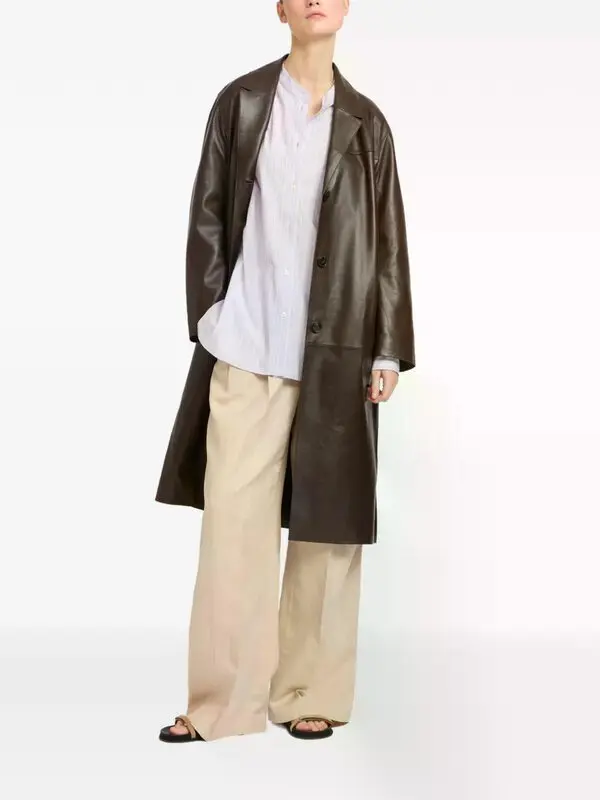YVES SALOMON Straight Leather Coat