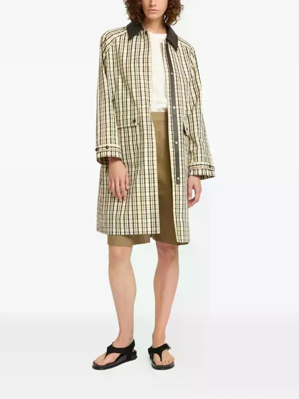 YVES SALOMON Check-pattern Coat With Leather Collar