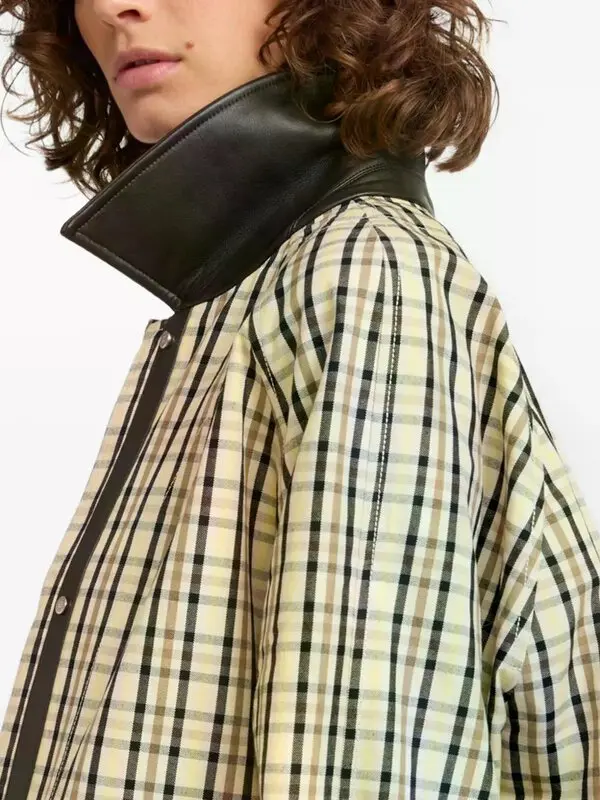 YVES SALOMON Check-pattern Coat With Leather Collar