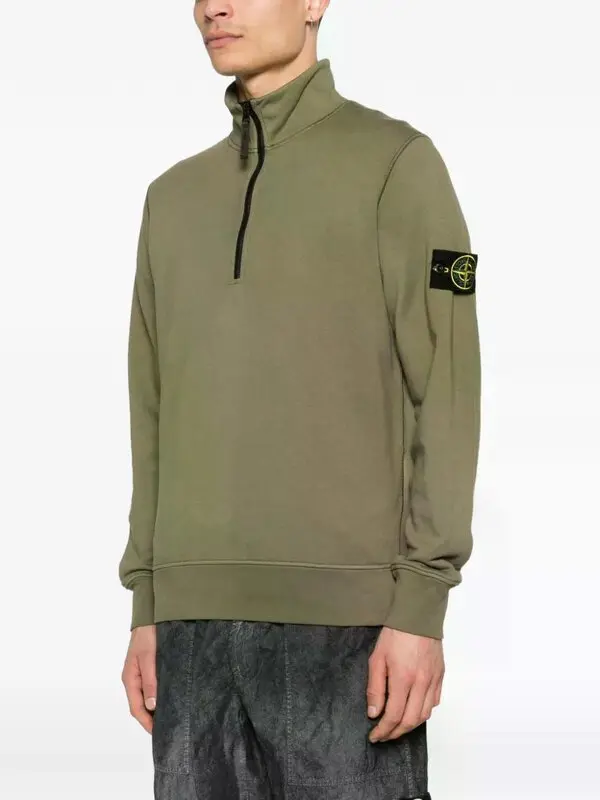 Stone Island Long-sleeve Half Zip Sweatshirt - Green